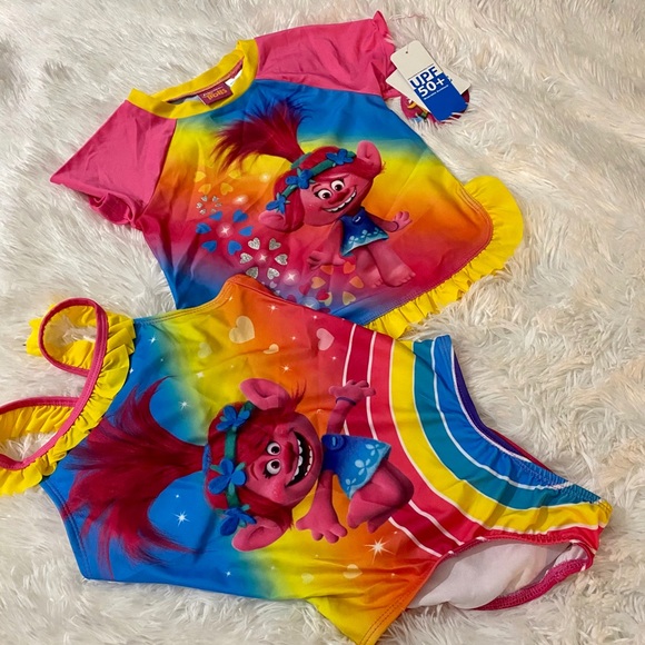 Dreamworks | Swim | Troll Girls Poppy Rainbow 2 Pieces Swimming Suit 5 ...